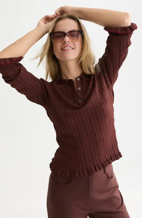 Scotch & Soda Ripple Stitch Polo Sweater