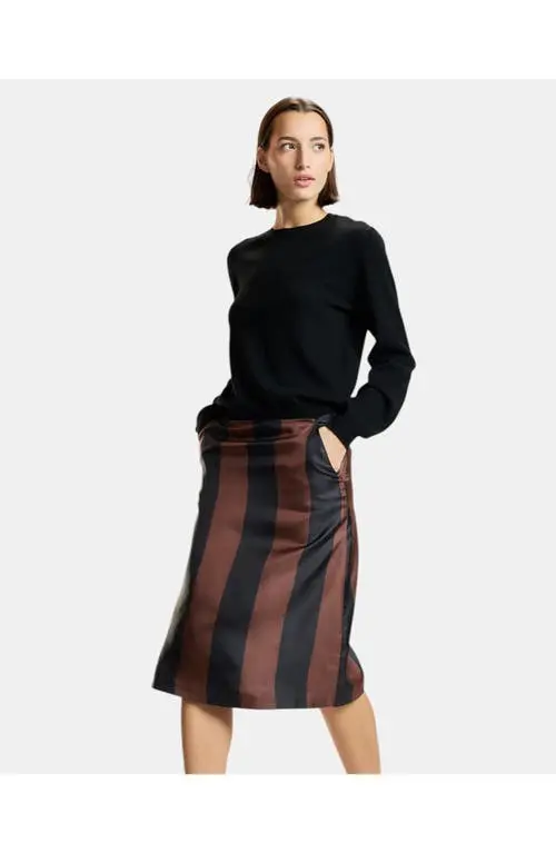 Cynthia Rowley Collectible Striped Silk A-line Midi Skirt
