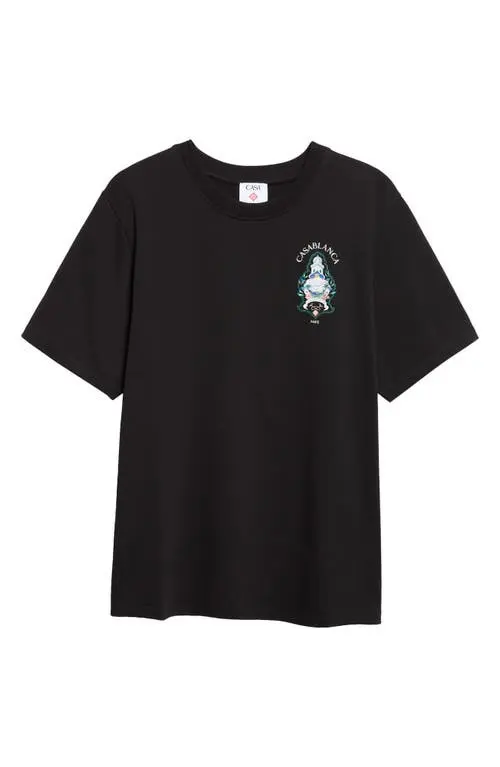 Casablanca Classic Fit Hotel Emblem Organic Cotton Graphic T-shirt - Black Jersey