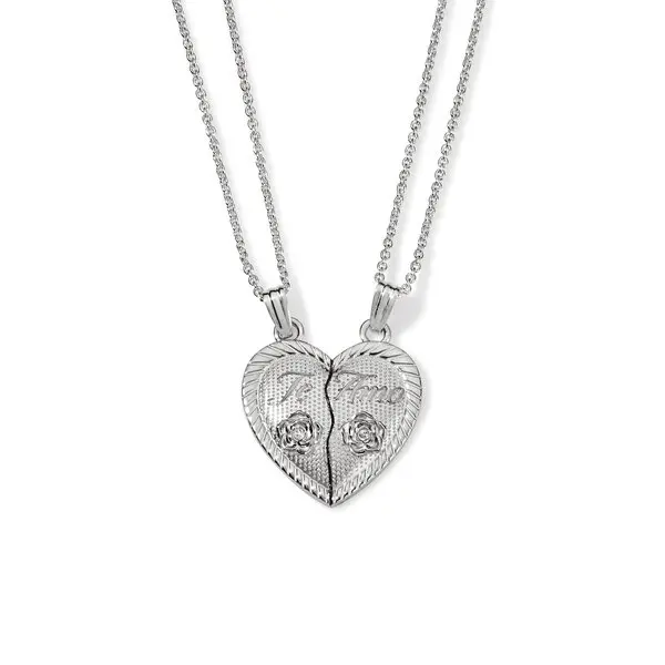 DÉCLARER Sterling "te Amo" Heart Pendant Friendship Necklaces - Silver