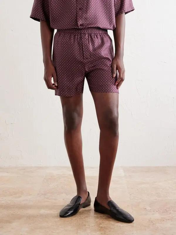 Saint Laurent Printed Silk-satin Straight-leg Shorts