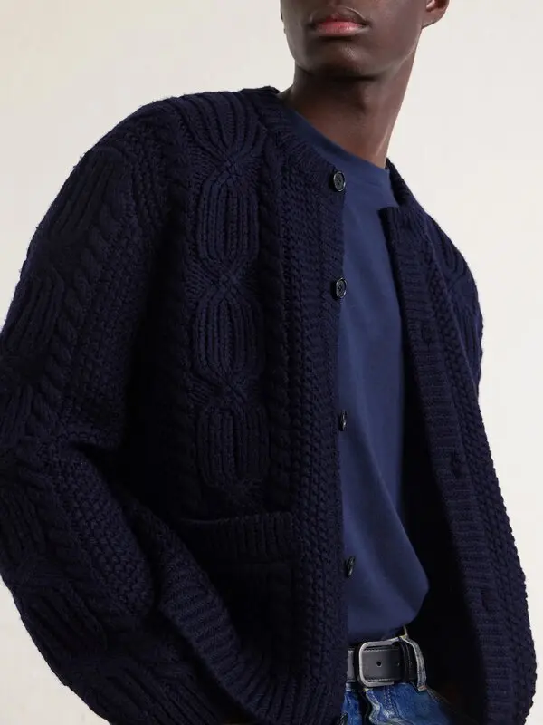 Saint Laurent Cable-knit Wool Cardigan