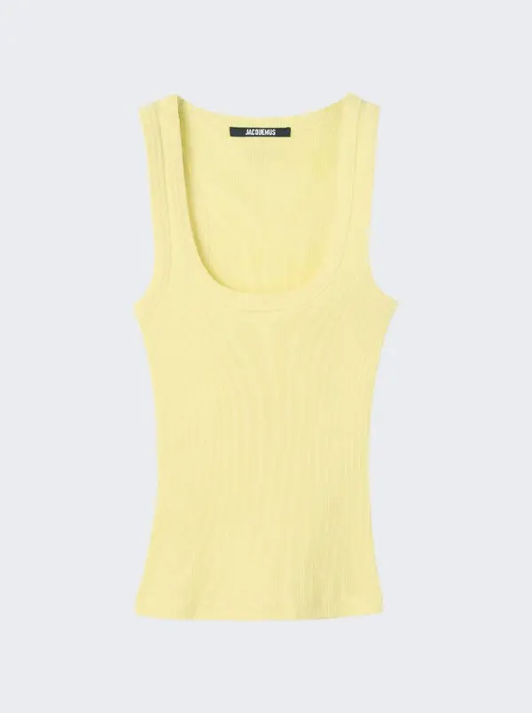 Jacquemus Second Skin Ribbed Tank Top - Yellow