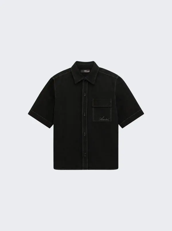 Amiri Script Logo Linen Shirt