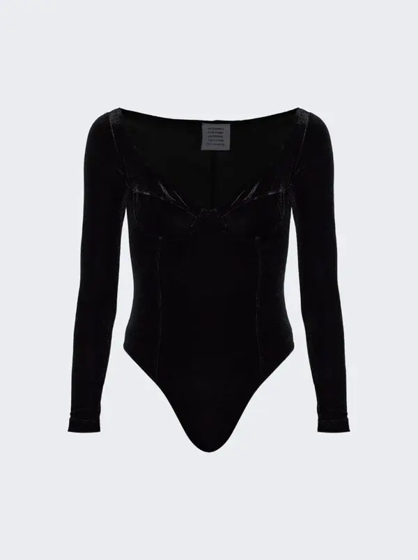 Vetements Velvet Long Sleeve V-neck Bodysuit