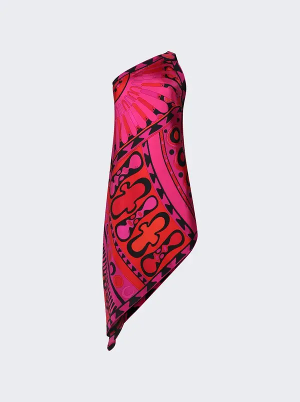 Emilio Pucci One-shoulder Silk Dress With Soleil Print