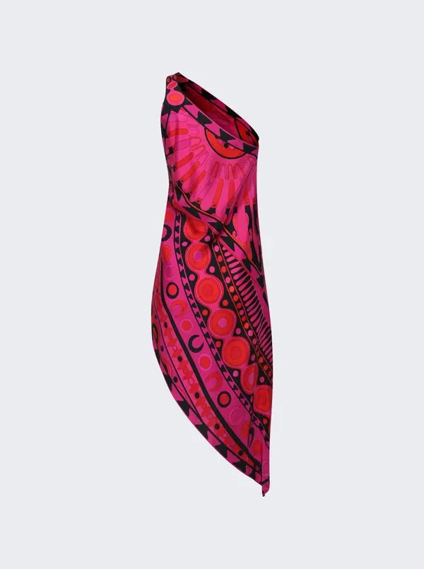 Emilio Pucci One-shoulder Silk Dress With Soleil Print