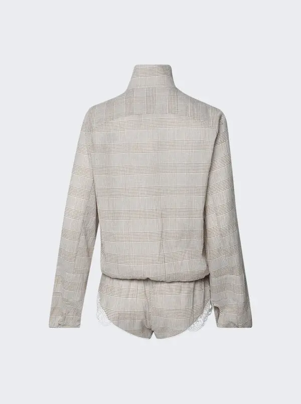 Christopher Esber Batiste Embroidered Handkerchief One Piece Sepia Check