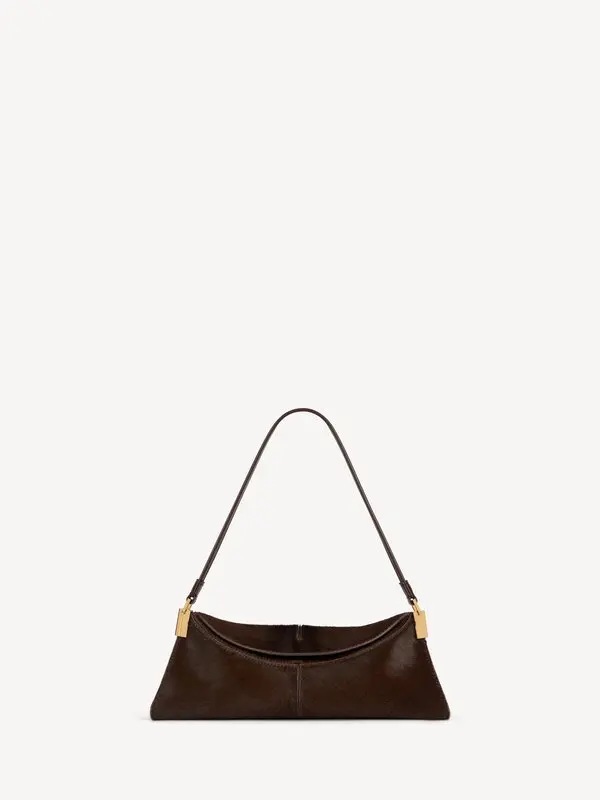 Balmain 64-83 Small Bag In Pony-effect Leather - Dark Brown