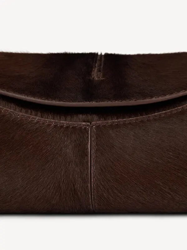 Balmain 64-83 Small Bag In Pony-effect Leather - Dark Brown