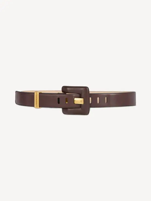 Balmain Anthem Large Leather Belt - Dark Brown