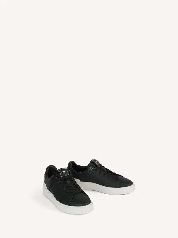 Balmain B-court Smooth Calfskin Leather Lace-up Sneakers