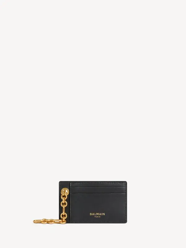 Balmain Pulse Card Holder In Monogram Jacquard - Black