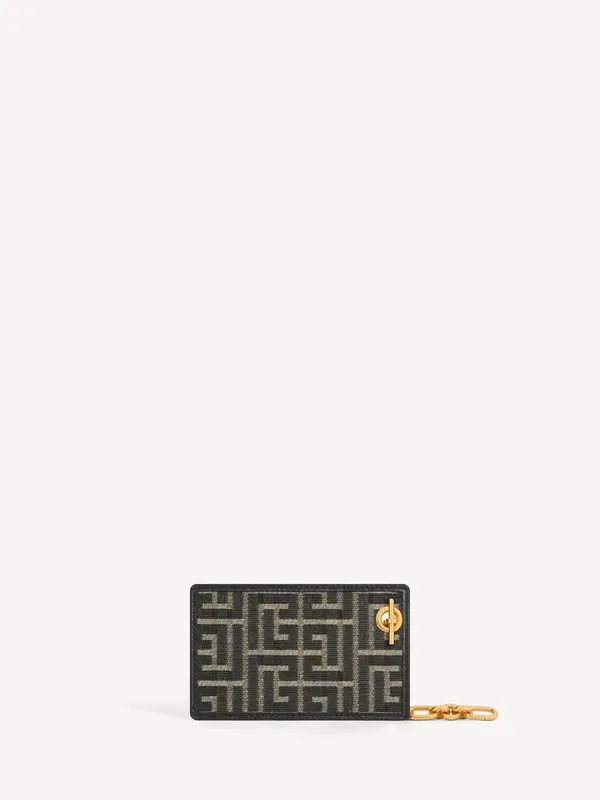 Balmain Pulse Card Holder In Monogram Jacquard