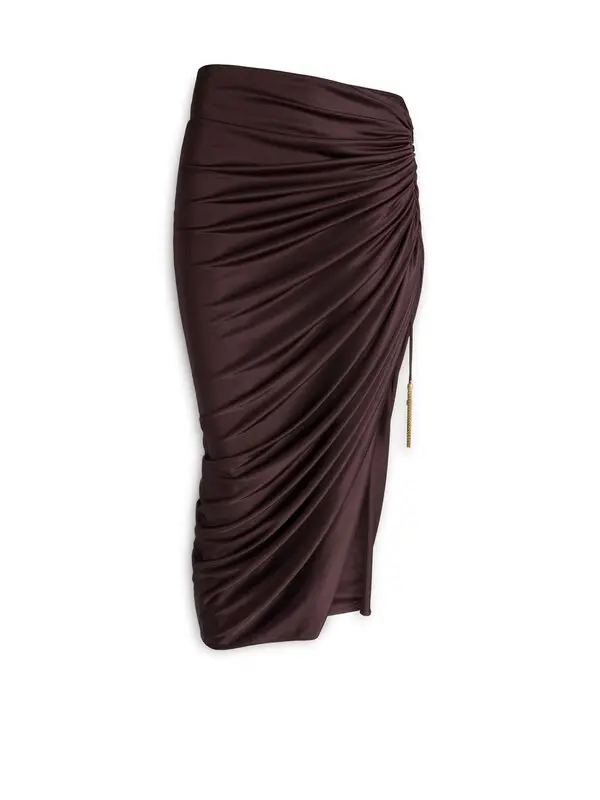 Balmain Flowing Jersey Midi Skirt With Slit