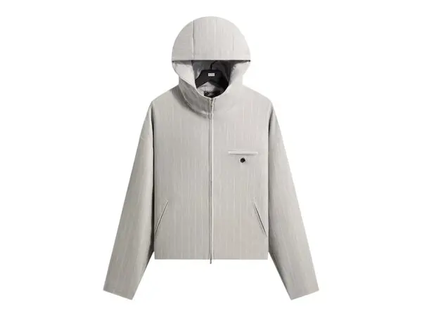 Kith Pinstripe Matteo Zip Up Hoodie - Light Heather Grey