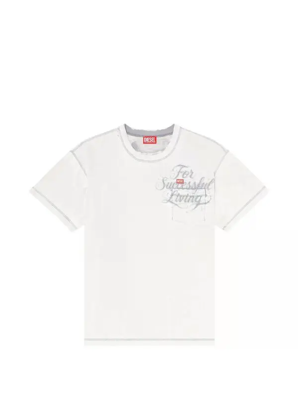 DIESEL® T-shirt With Chest Pocket And Graphic Print - White
