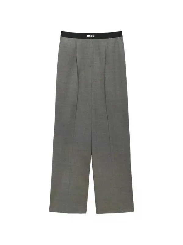 MSGM Logo-waistband Pleated Trousers - Grey