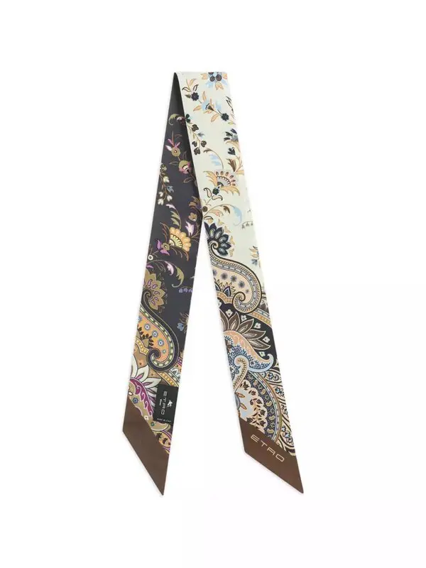 Etro Silk Twill Paisleyina With Floral Motif - Neutrals