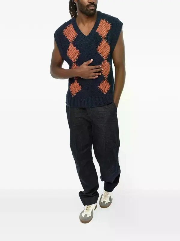 Dsquared2 Argyle-knit V-neck Sweater