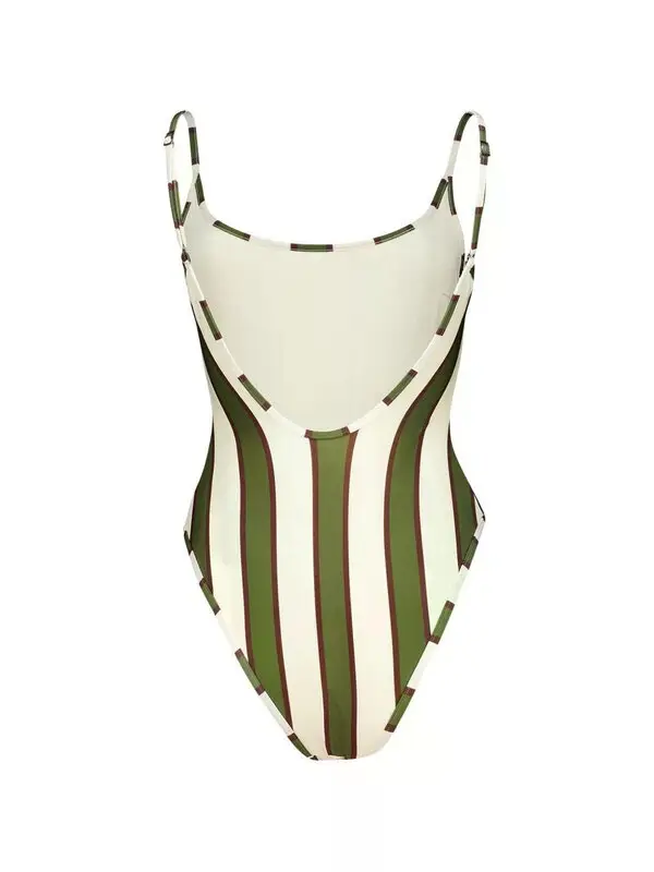 HAIGHT. Thidu Piping Striped Scoop-neck Swimsuit
