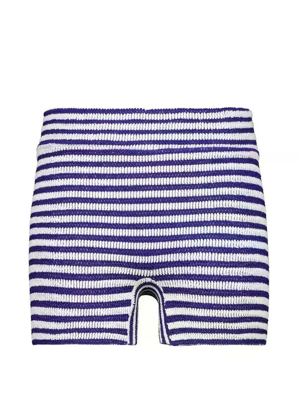 Bond Eye Dom Striped Crinkle-effect Shorts