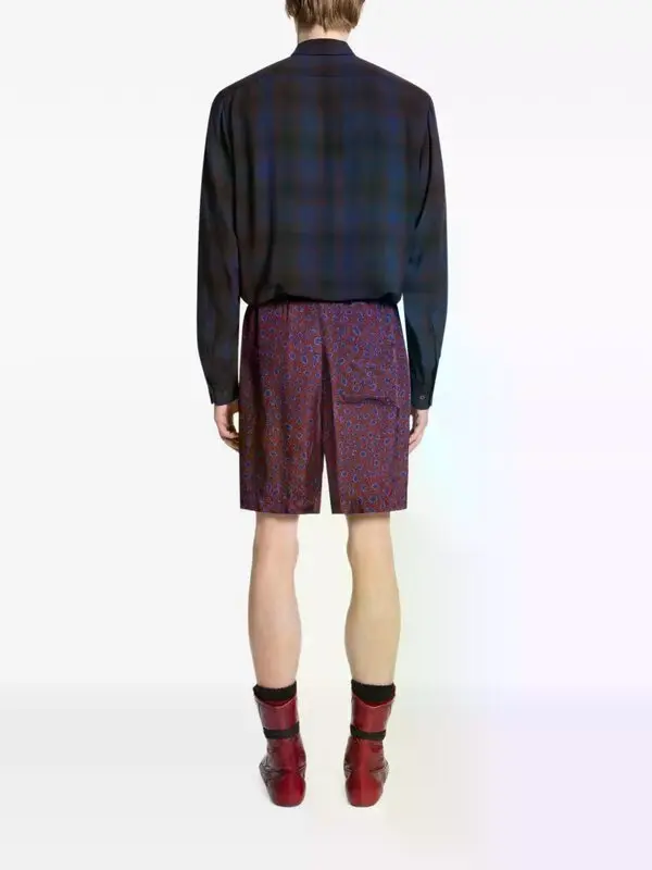 Dries Van Noten Loose Fit Viscose-twill Shorts With Floral Stripe Print