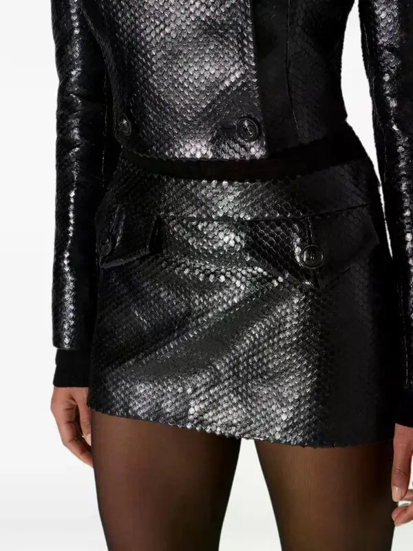 Elisabetta Franchi Faux Leather Fish Scale Mini Skirt