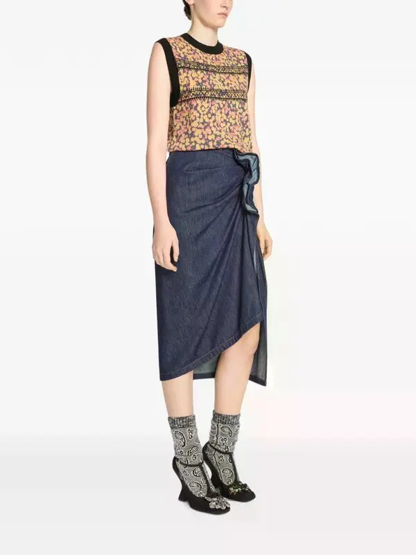 Dries Van Noten Draped Denim Skirt
