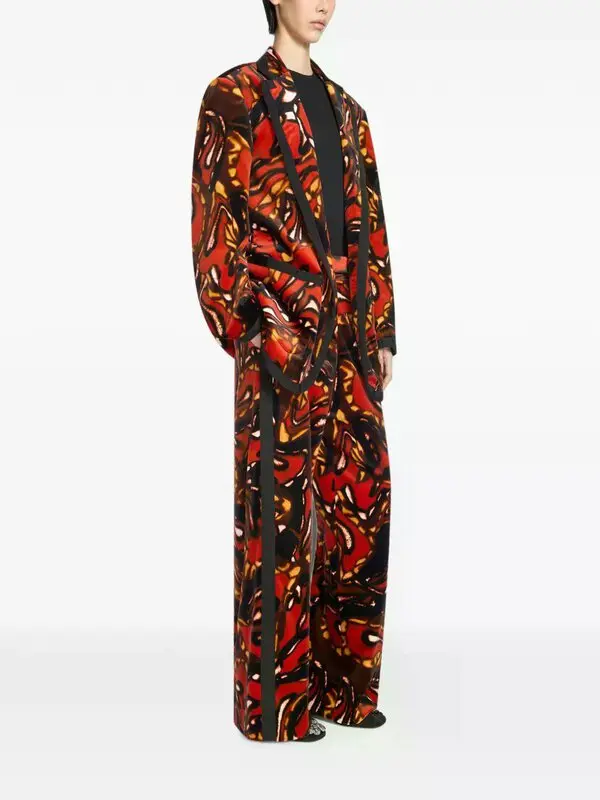Dries Van Noten Oversized Velvet Blazer With Marbled Clay Print