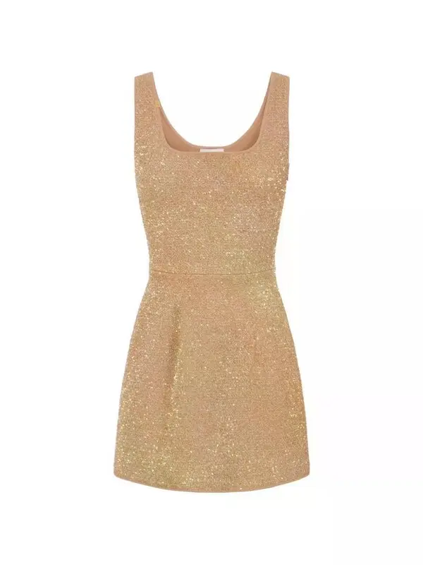 Elisabetta Franchi Sequined Knit Mini Dress - Gold