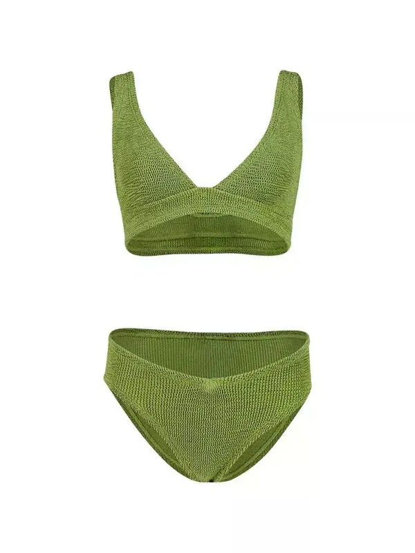 Hunza G Angel Metallic Crinkle Bikini - Green