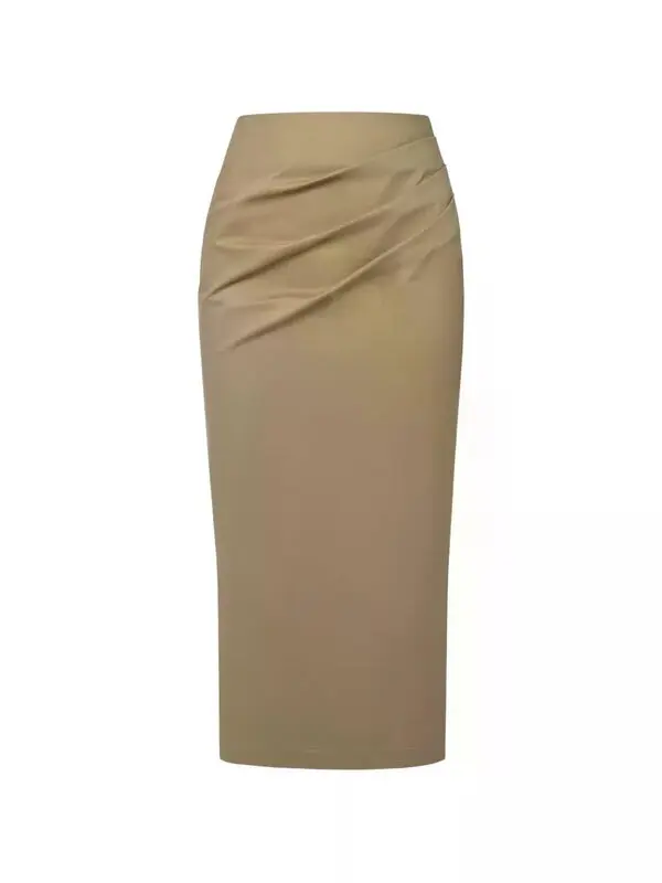 ANOUKI Draped-waist Midi Skirt - Green
