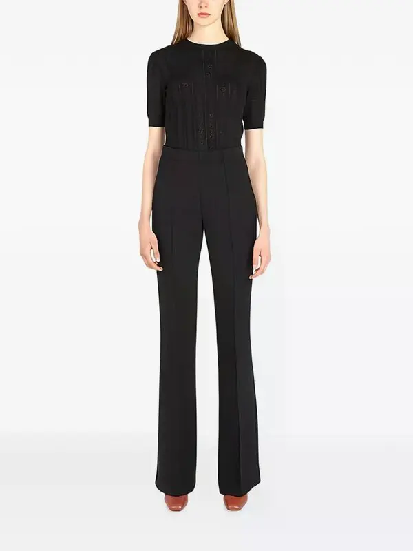 FERRAGAMO Wool Pressed Crease Flared Trousers