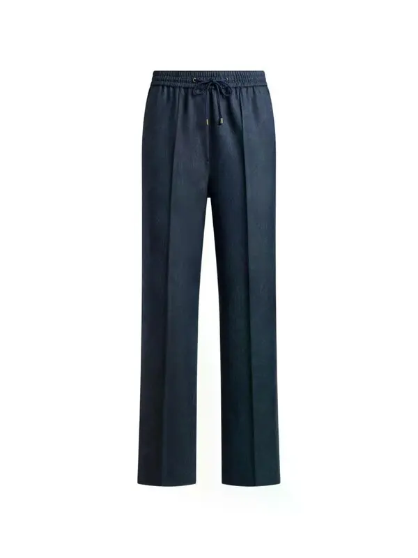 Etro Sporty-style Wool Jacquard Trousers With Paisley Motif - Blue