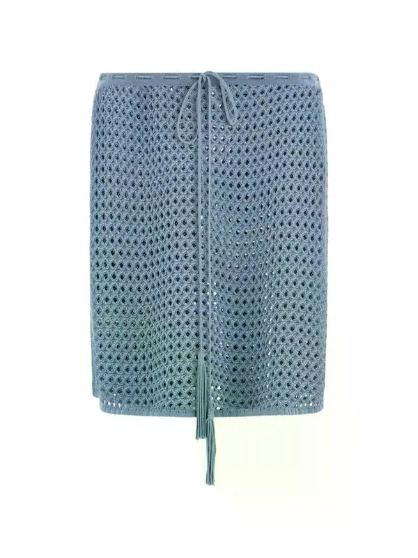 FERRAGAMO Short Skirt With Open Weave Knit - Blue