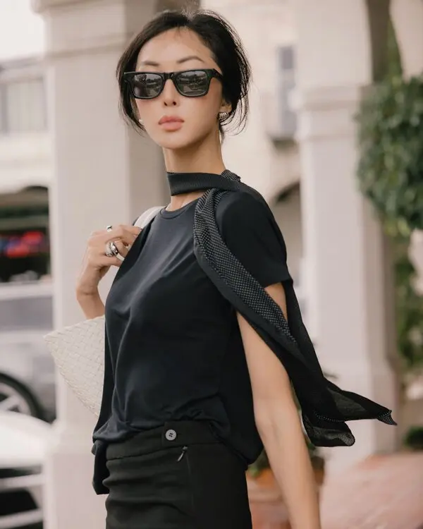 Splendid X @chrisellelim: The Chriselle Tee & Scarf Set - Black