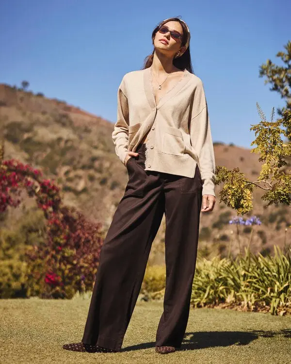 Splendid Angie Texture Slub Pant - Ash Navy