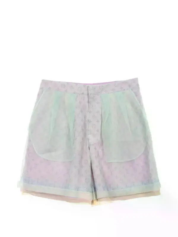 LOUIS VUITTON Monogram Layered Mesh Shorts - Purple