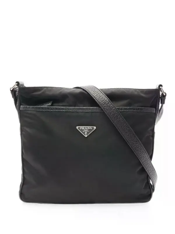 Prada 2010s Logo Plate Shoulder Bag