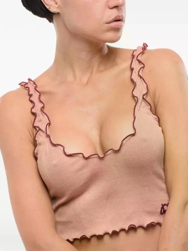 Dsquared2 Ribbed Lettuce-trim Crop Top