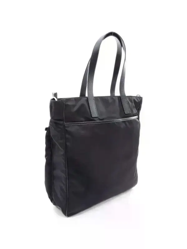 Prada Saffiano Leather Logo Plate Tote Bag