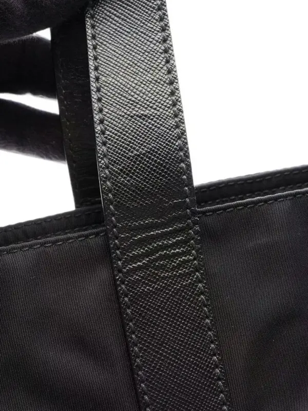 Prada Saffiano Leather Logo Plate Tote Bag