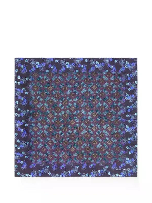 Dries Van Noten Silk Pocket Square Scarves - Blue