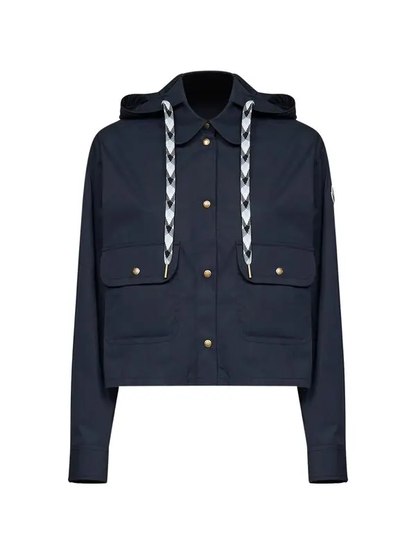 Moncler Hooded Shirt Jacket With Decorative Laces