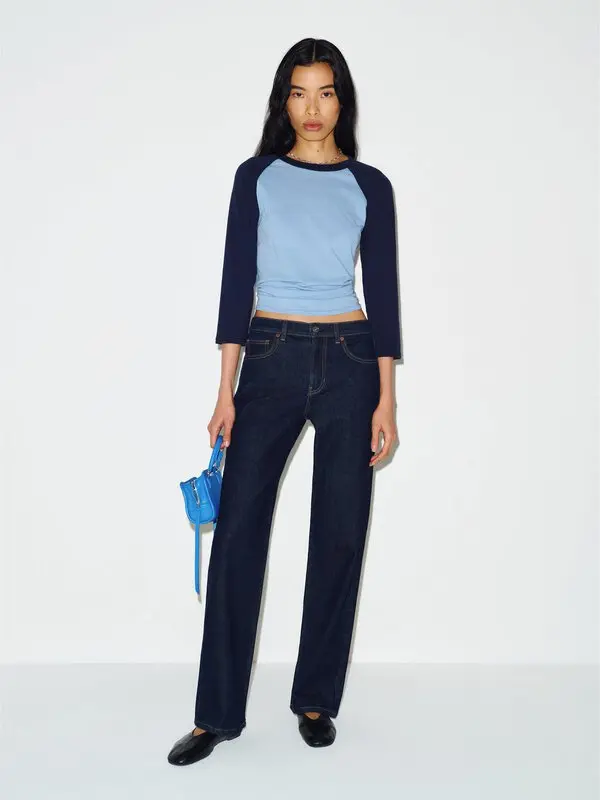 REFORMATION Miles Stretch Mid Rise Straight Leg Jeans - Blue