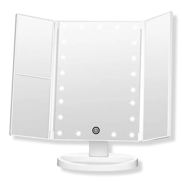 FASCINATE Trifold Led Makeup Mirror With Touch Dimmable Lighting & Multi-magnification