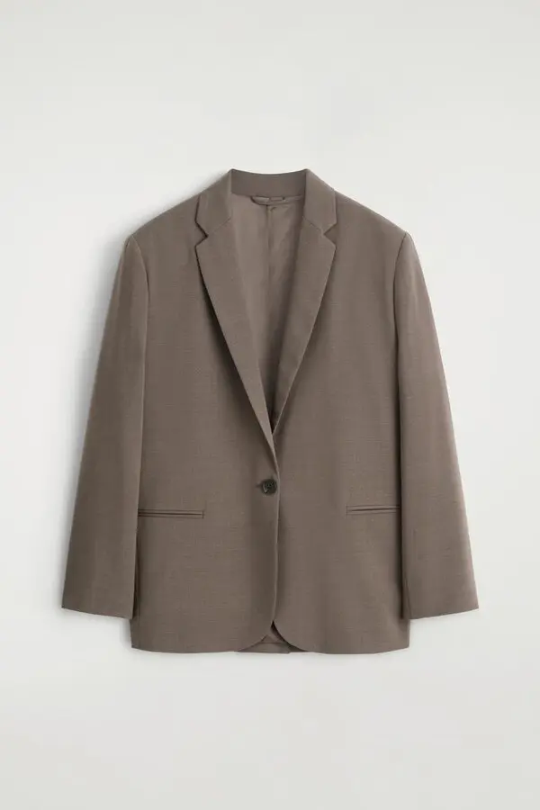 Cos Twill Single-breasted Blazer - Brown