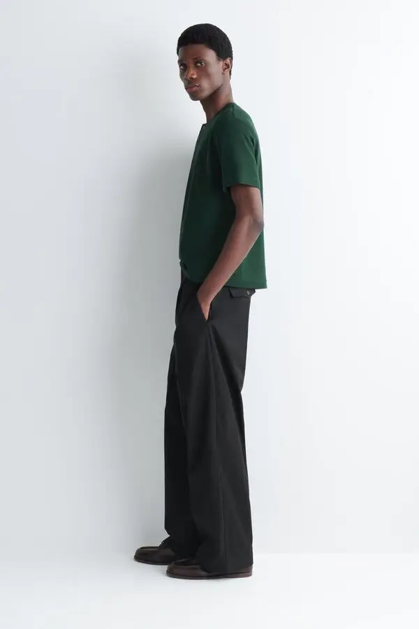 Cos Contrast-tipped Cotton-piqué Henley Top