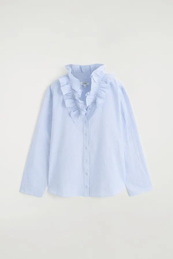 Cos Ruffle-collar Seersucker Blouse
